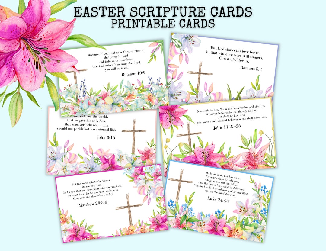 Easter Scripture Cards Christian Easter Bible Verse Card, Easter Sunday ...