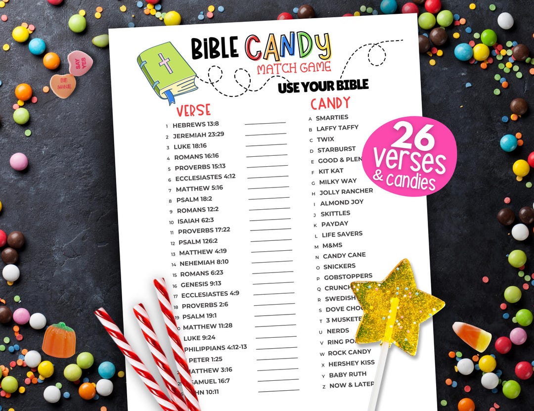 Bible Candy Match Game, Books of the Bible Candy Game, Church Party ...