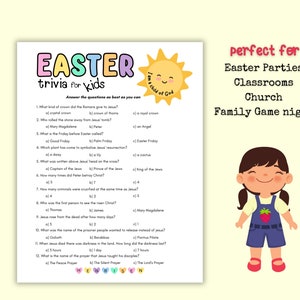 Easter Trivia Game for Kids Printable Easter Story Game Sunday School ...