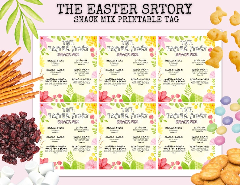 The Easter Story Snack Mix Printable Tag Easter Treat Handout - Etsy