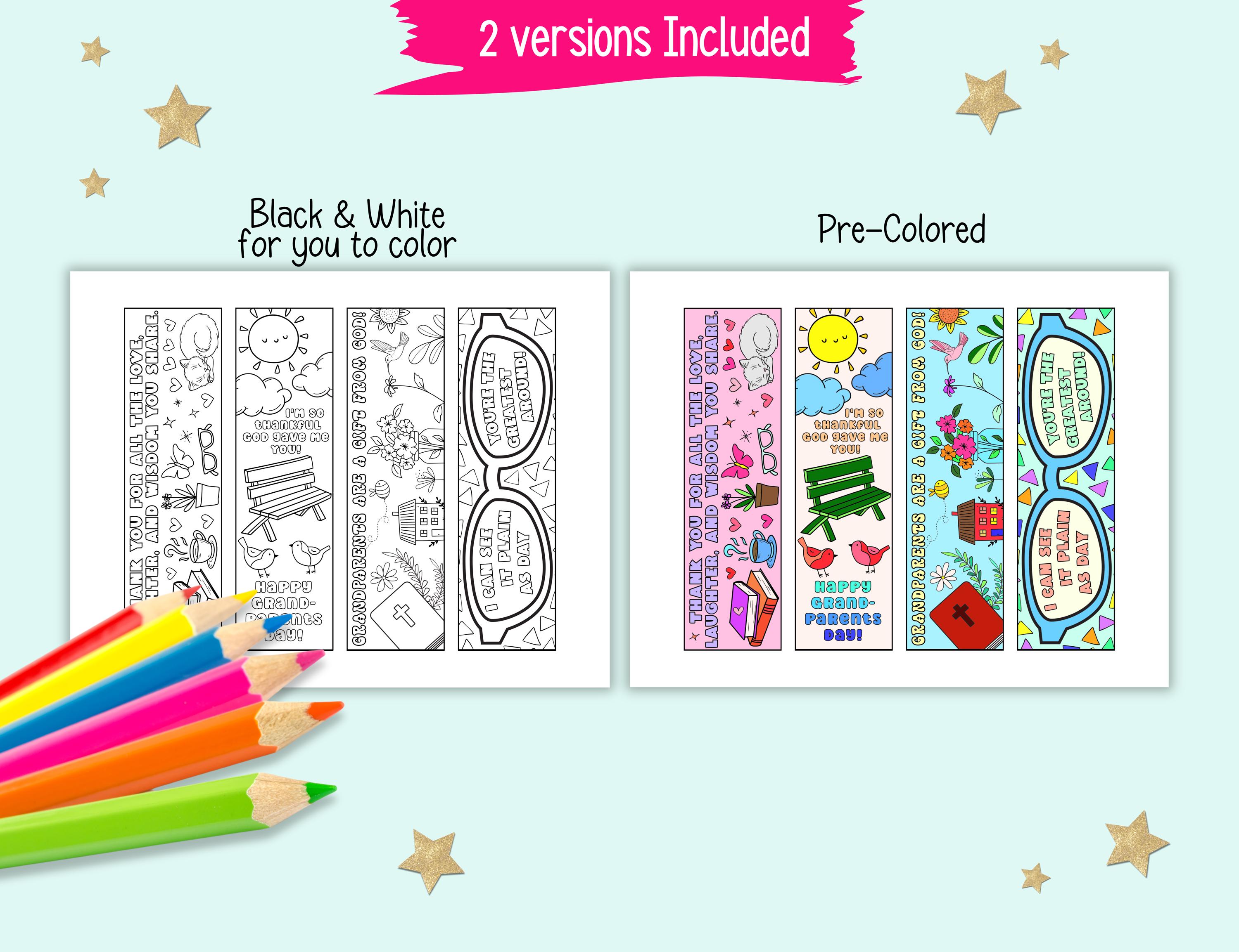 Grandparents Day Bookmarks, Printable Grandparents Day Classroom ...