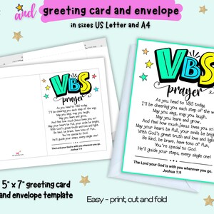 VBS Prayer Card for Kids, Vacation Bible School Encouragement Gift for ...