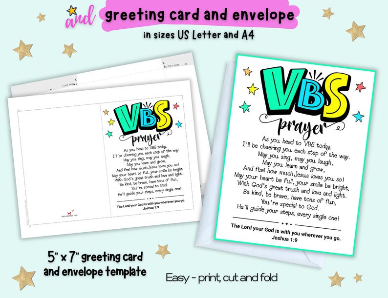 VBS Prayer Card for Kids, Vacation Bible School Encouragement Gift for ...