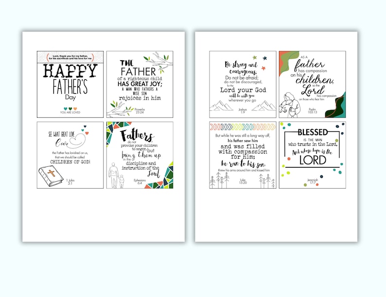 Fathers Day Scripture Cards Christian Father's Day Bible Verse Cards ...