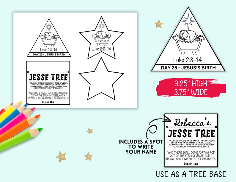 Jesse Tree Advent Calendar Craft Activity for Kids, Jesse Tree for Kids ...