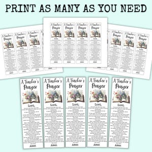 Teachers Prayer Bookmark, A Teacher's Prayer, Teacher Blessing Bookmark ...