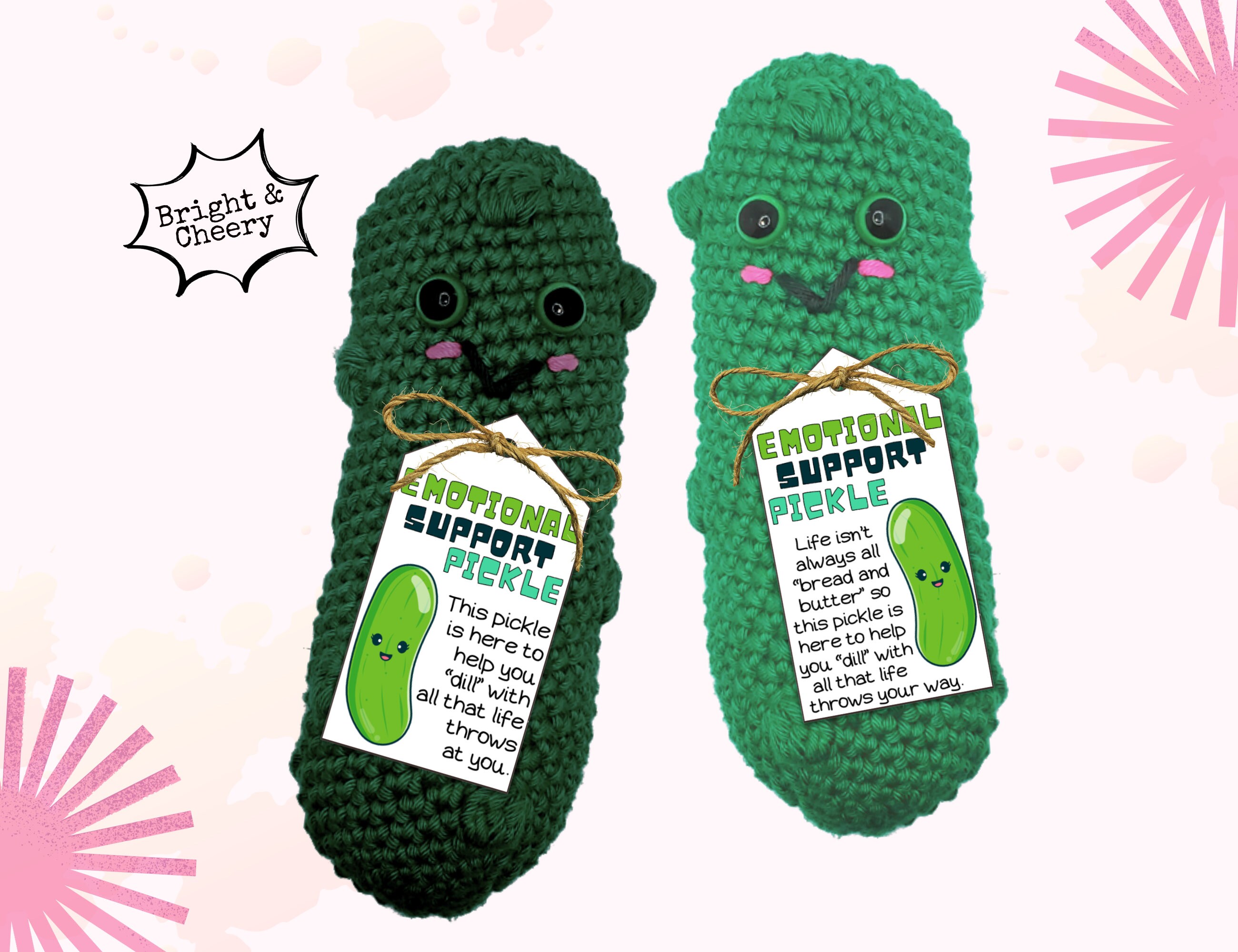 Emotional Support Pickle Tags and Cards, Tags for Handmade Crochet ...