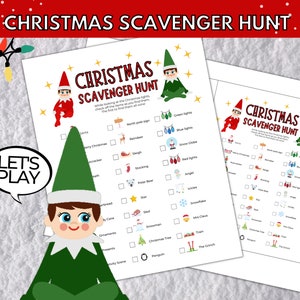 ELF Scavenger Hunt Game, Kids Scavenger Hunt for Christmas, Outdoor ...