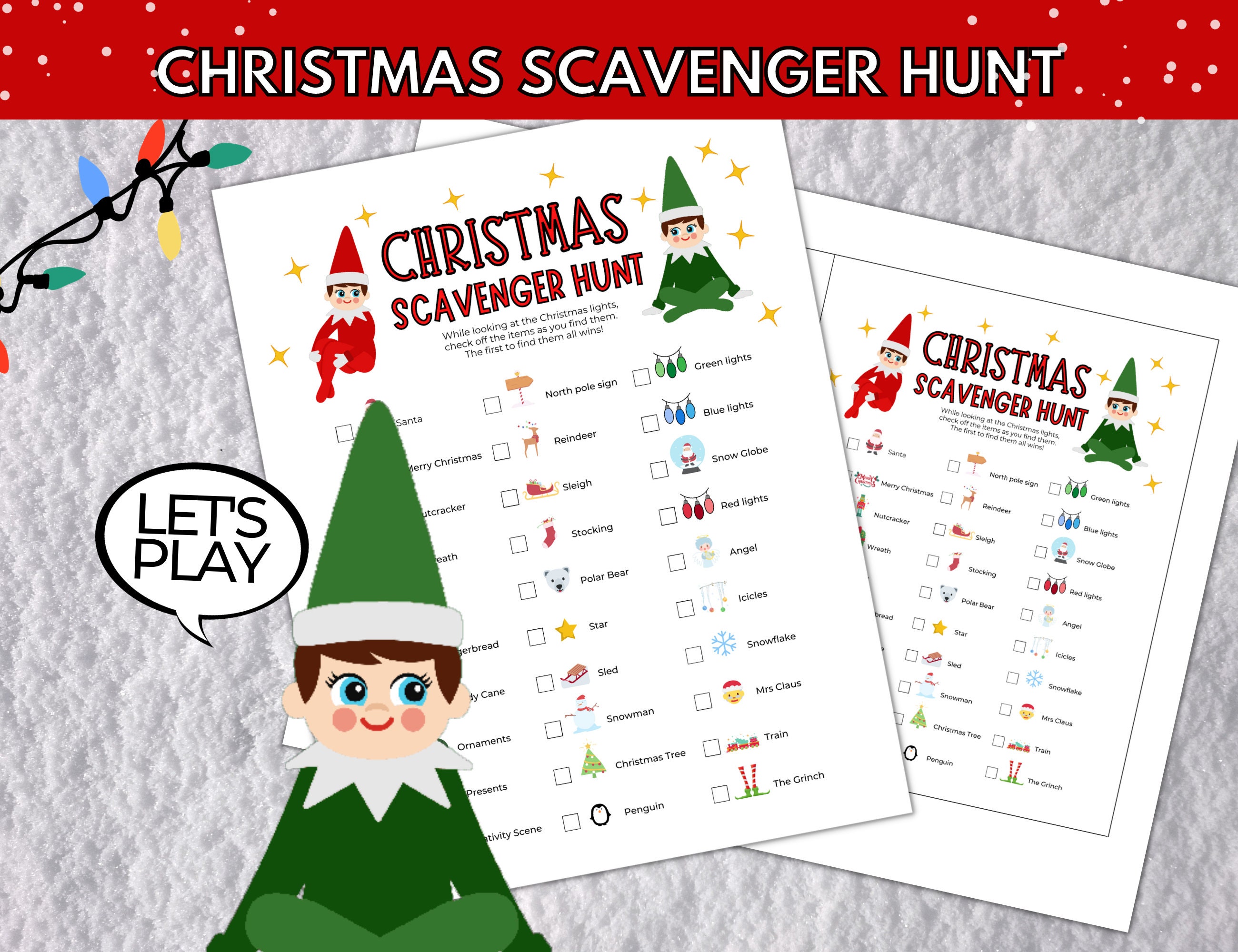 ELF Scavenger Hunt Game, Kids Scavenger Hunt for Christmas, Outdoor ...
