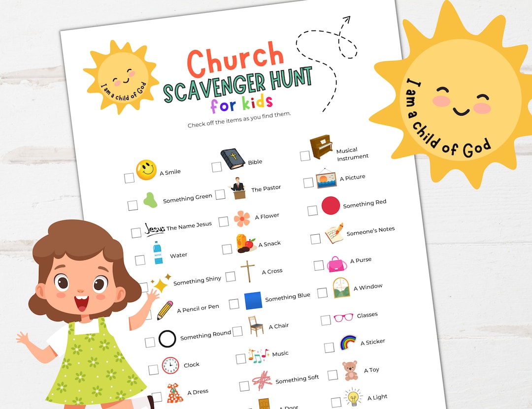 Church Scavenger Hunt for Kids, Sunday School Game, Indoor Scavenger ...