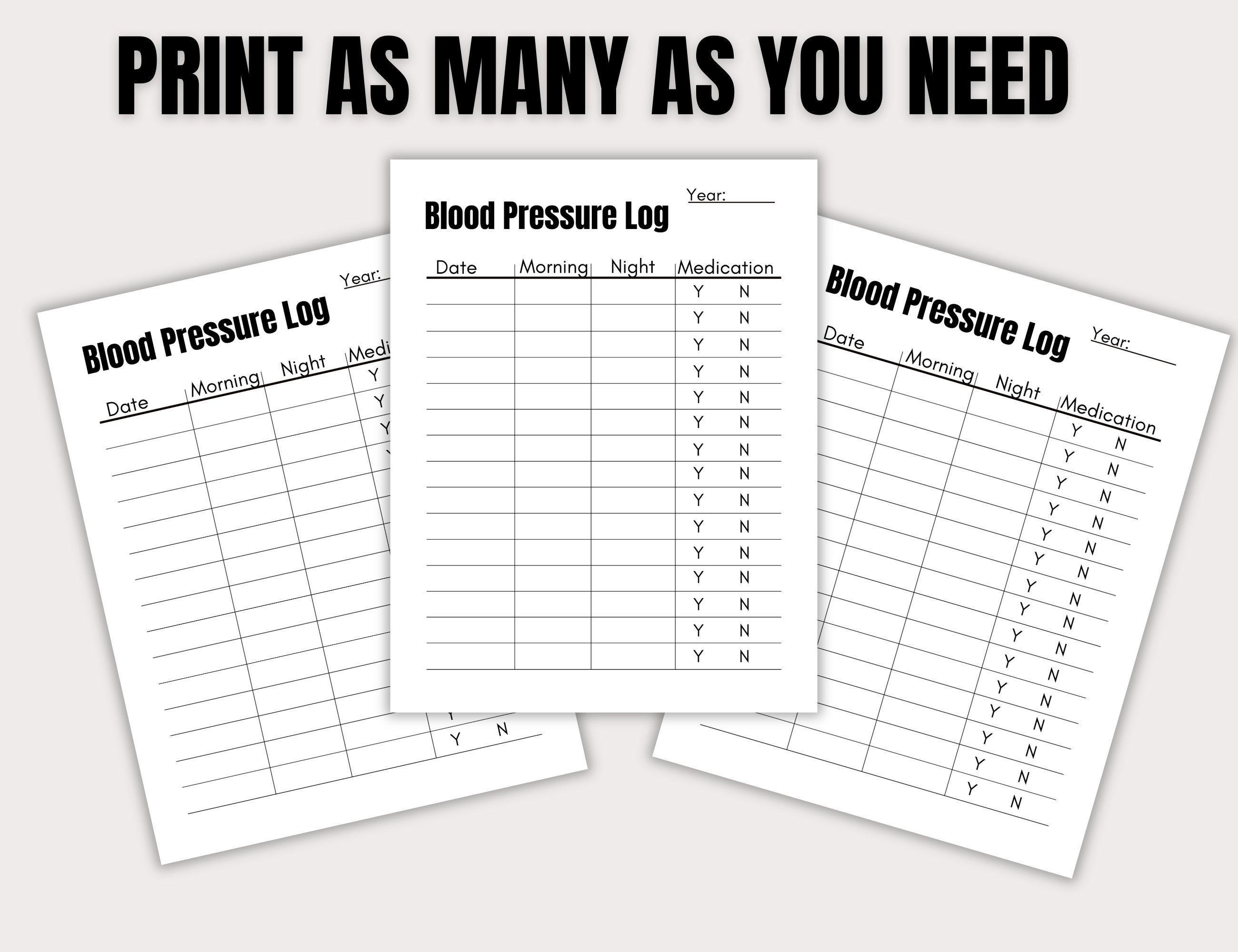Printable Blood Pressure Log, Large Print Blood Pressure Tracker Form ...