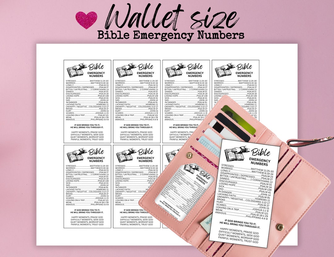Bible Emergency Numbers Printable Cards, Emergency Bible Verse ...