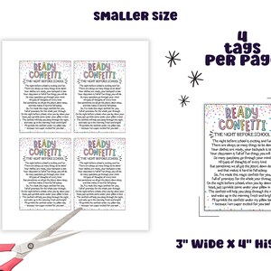 Ready Confetti Back to School Printable Tags, Night Before School Gift ...