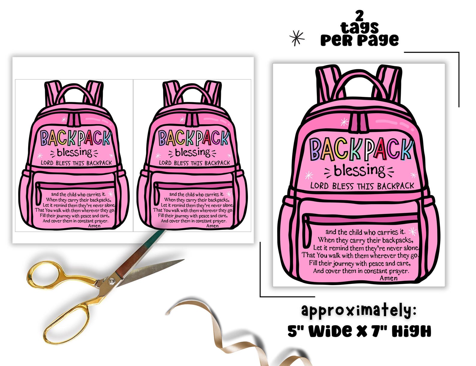 Backpack Blessing Tags, Blessings of the Backpacks, Back to School Blessing Prayer, Backpack ...