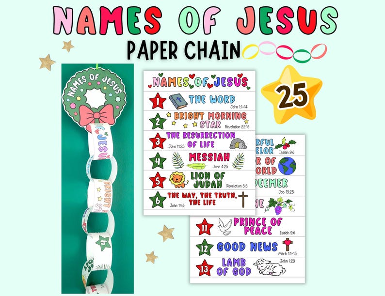 Names of Jesus Advent Calendar Paper Chain Craft for Kids, Christmas ...