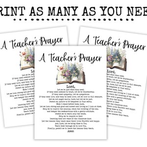 Teacher's Prayer Printable Gift for Teachers in Christian School ...
