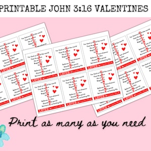 John 3:16 Valentine's Day Bible Verse Cards, Printable Scripture Cards ...