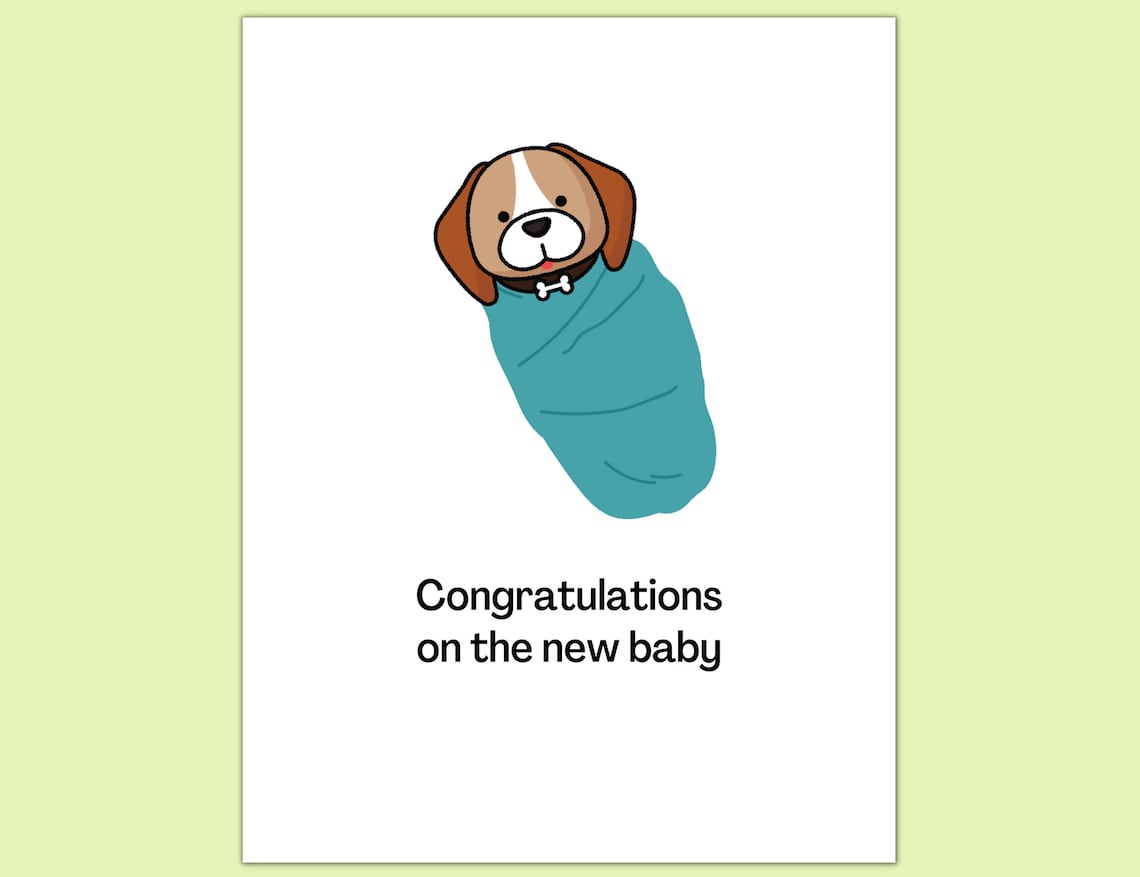 Congratulations on New Dog Card New Puppy Card Swaddled Dog - Etsy