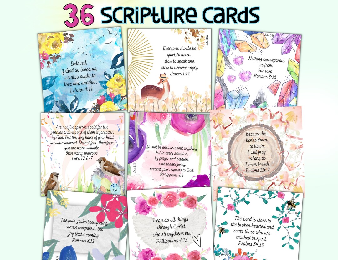 Bible Verse Scripture Cards, Printable Scripture Cards, Christian Gifts ...