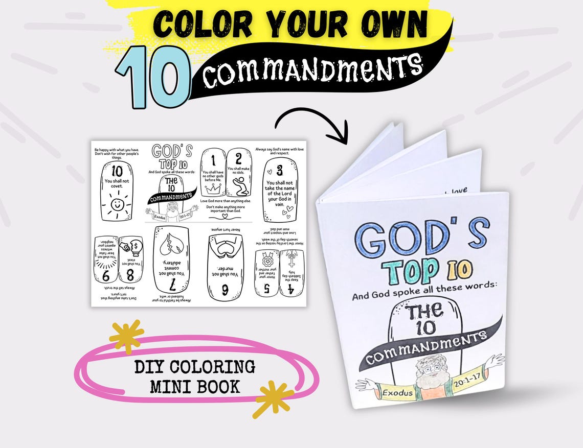 10 Commandments Kids Activity, Printable 10 Commandments Craft, 10 ...