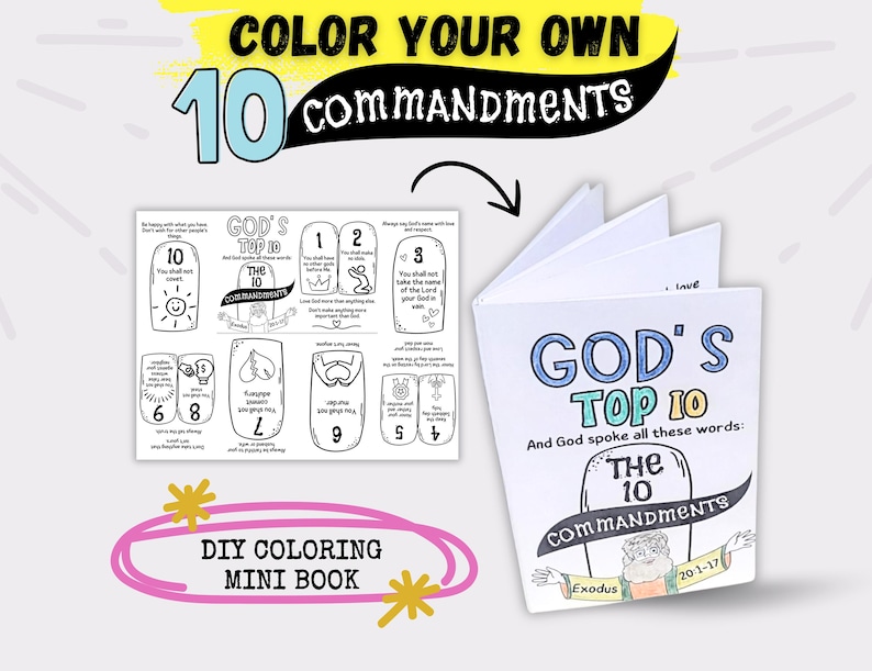 10 Commandments Kids Activity, Printable 10 Commandments Craft, 10 ...