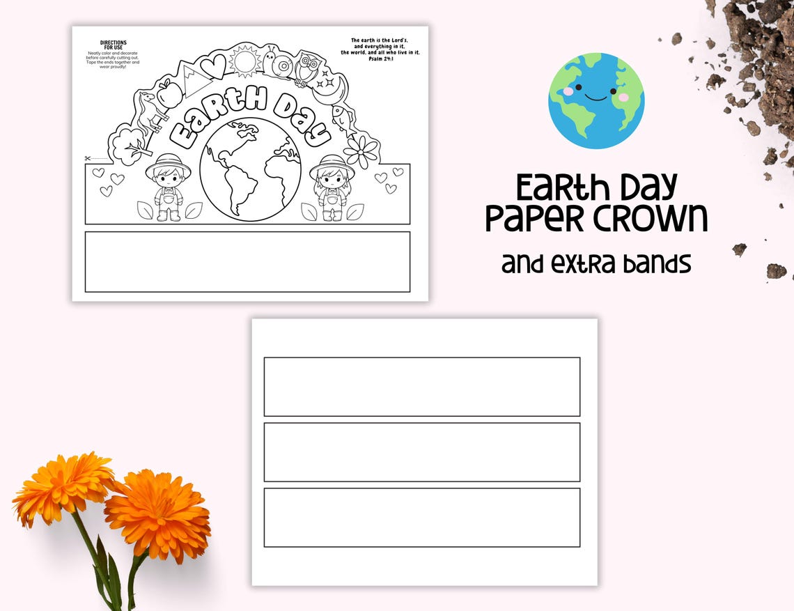 Earth Day Activity for Kids, Earth Day Printable Paper Crown, Earth Day ...