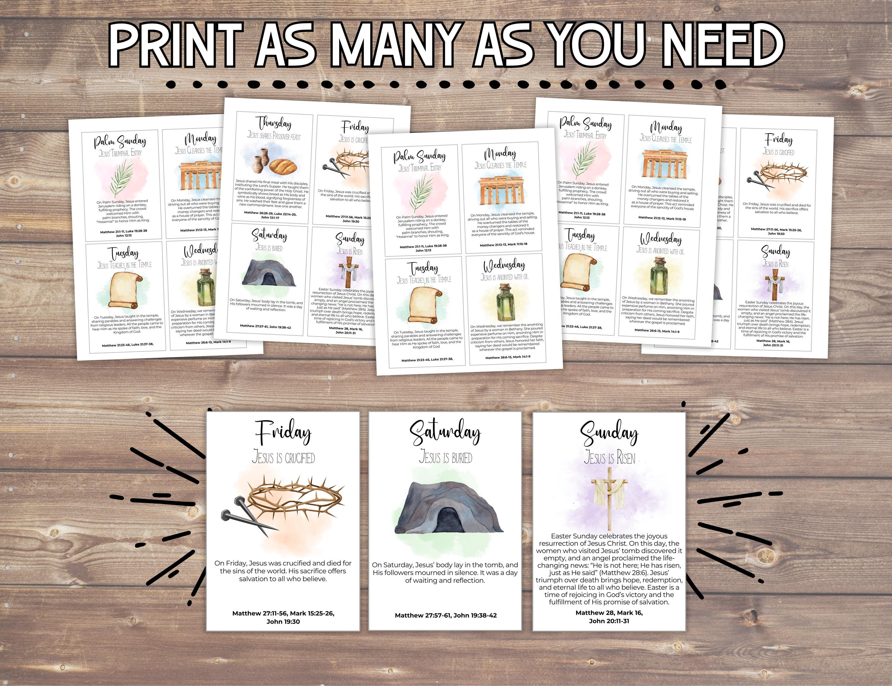 Holy Week Cards, Easter Story Cards, Easter Advent Printable, Easter ...