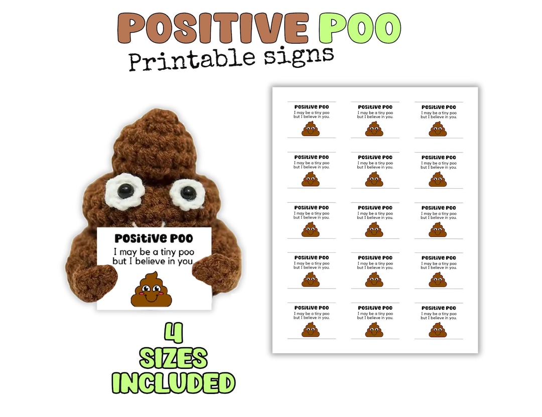 Positive Poo Signs for Crochet Poo, Printable Positive Poo Cards ...