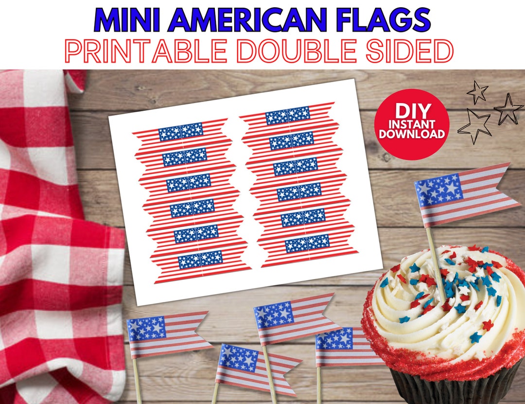 Mini American Flags Cupcakes, Small Toothpick Flags, 4th of July ...