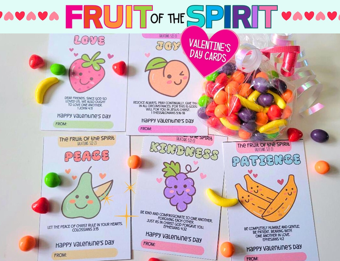 Fruit of the Spirit Valentine's Day Cards and Coloring Page, Christian ...