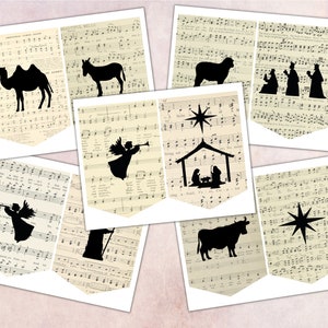 Christmas Nativity Bunting Flags, Christmas Mantle Garland Nativity ...