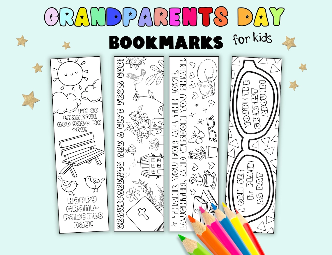 Grandparents Day Bookmarks, Printable Grandparents Day Classroom ...