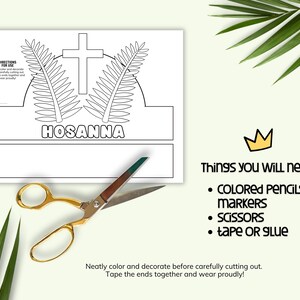 Palm Sunday Craft, Paper Crown Coloring Activity, Hosanna Palm Craft ...