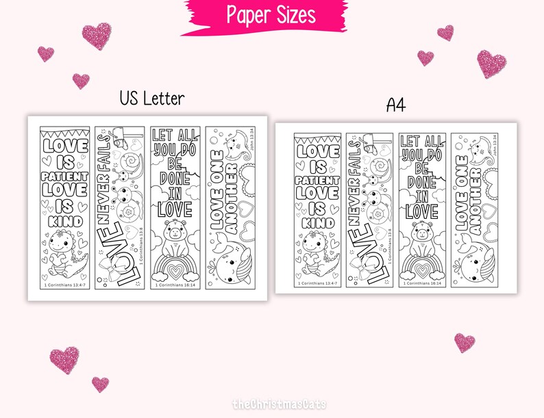 Valentine Bible Verse Bookmarks About Love, Color Your Own and Pre ...
