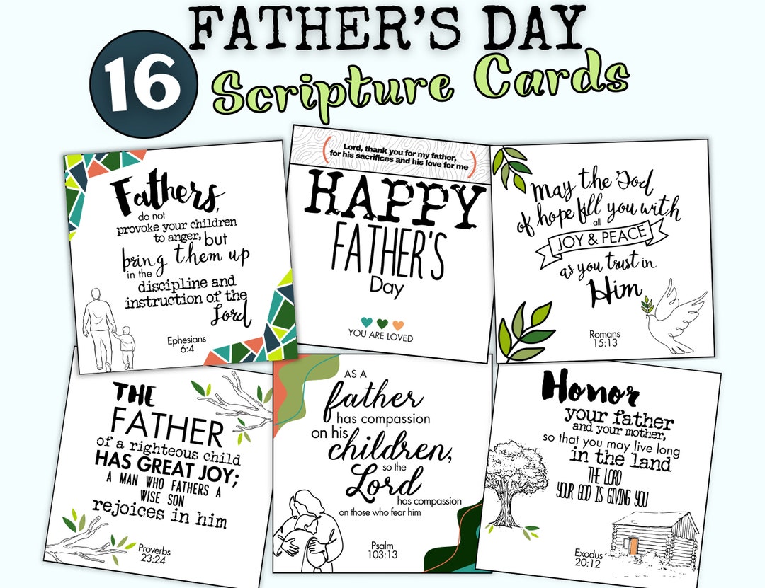Fathers Day Scripture Cards Christian Father's Day Bible Verse Cards ...