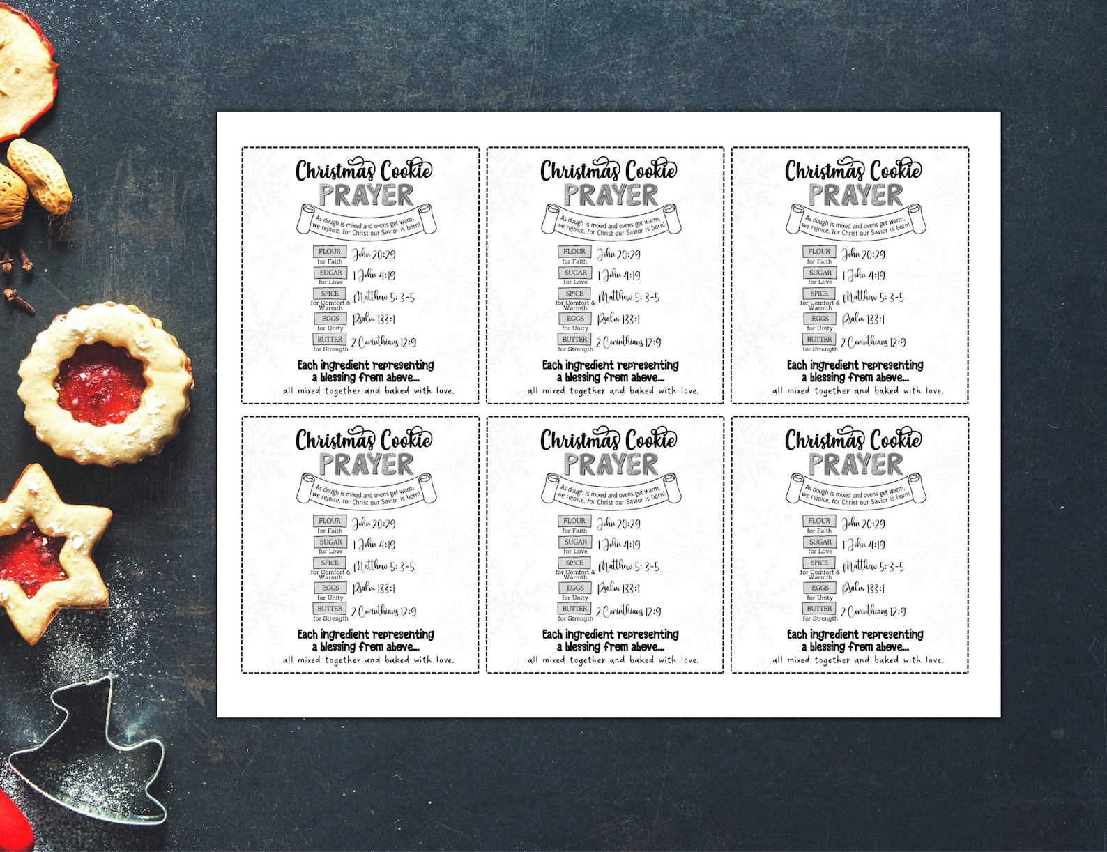Christmas Prayer for Tray of Cookies, Printable Christmas Tag With ...