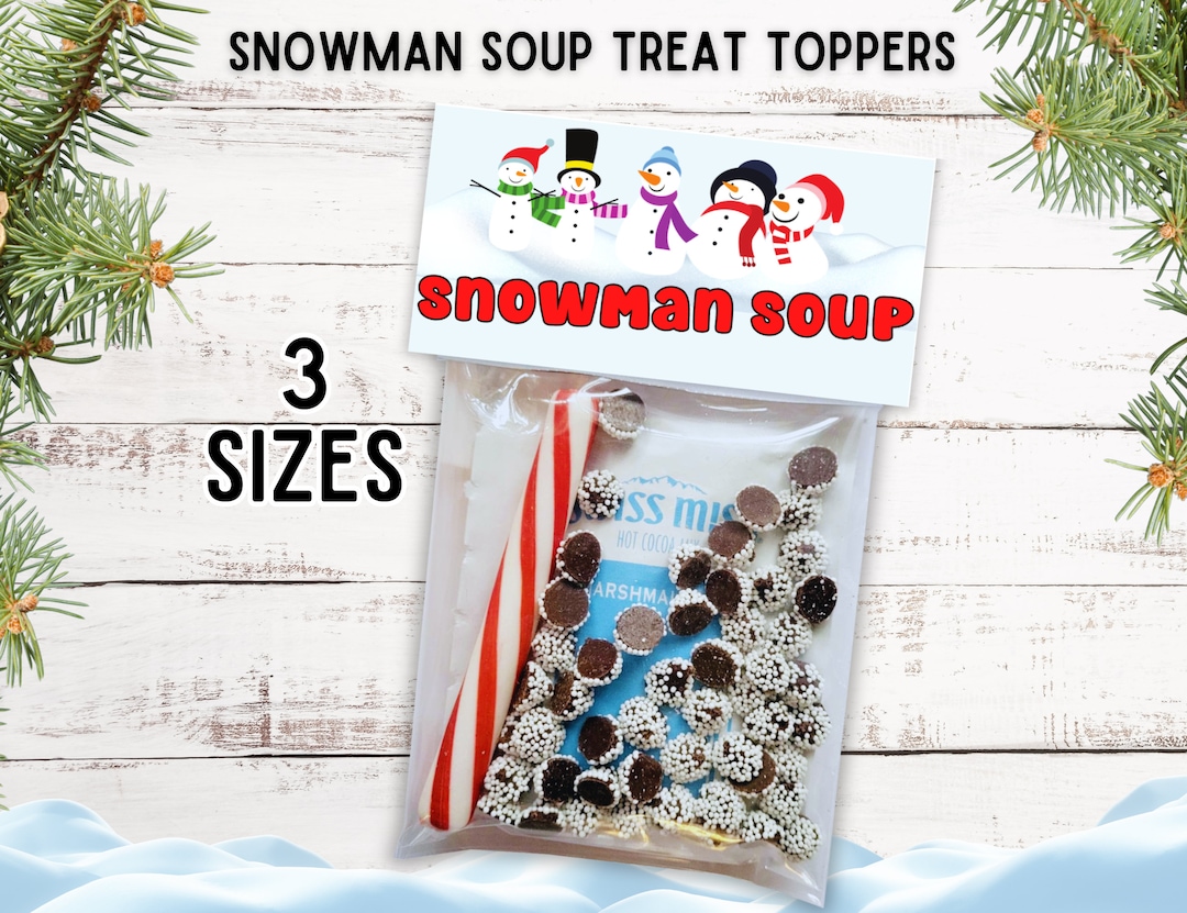 Snowman Soup Hot Cocoa Kit, Treat Bag Toppers for Hot Chocolate ...