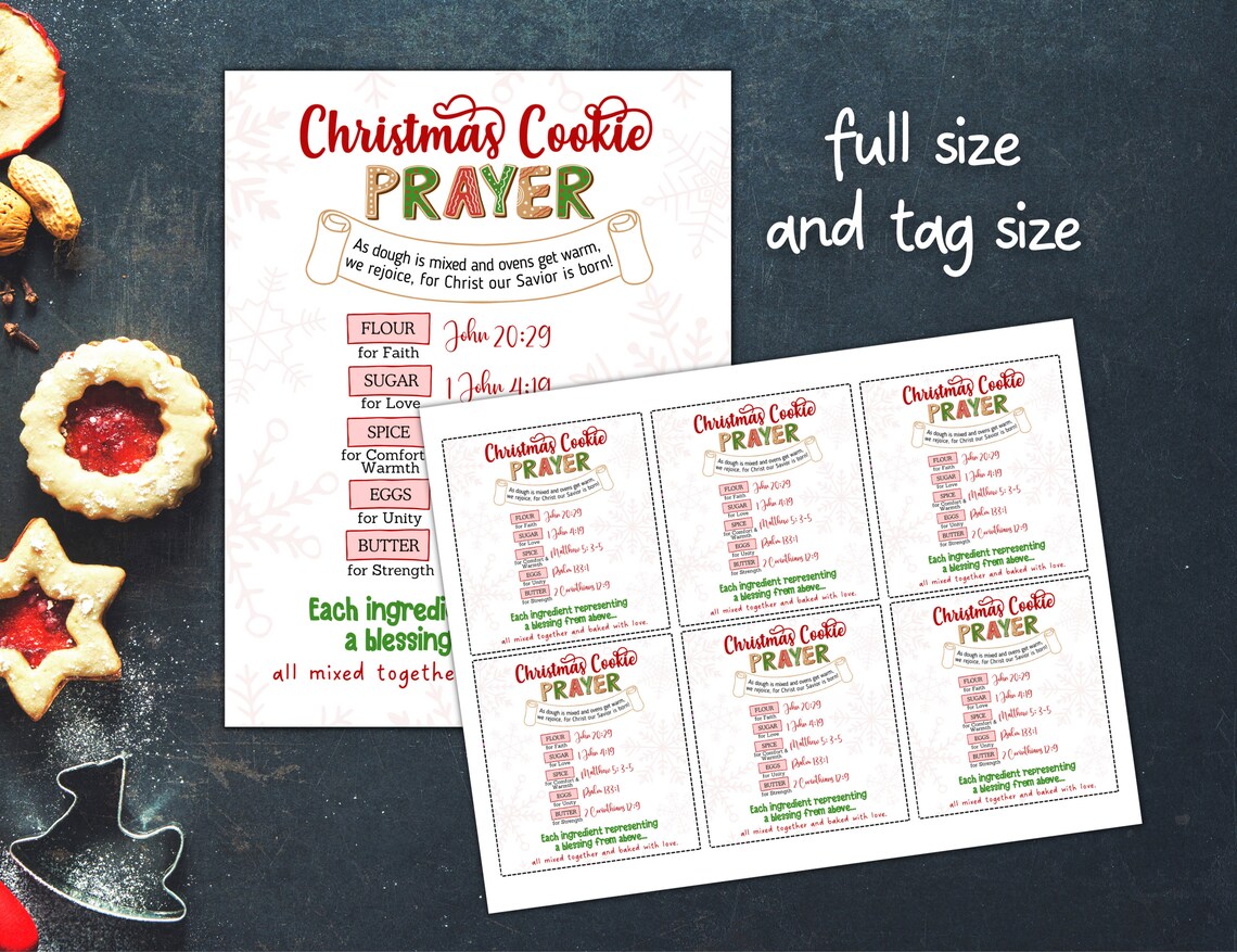 Christmas Prayer for Tray of Cookies, Printable Christmas Tag With ...