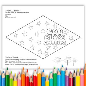 God Bless America Coloring Flag Activity for Kids, Printable Flag on a ...