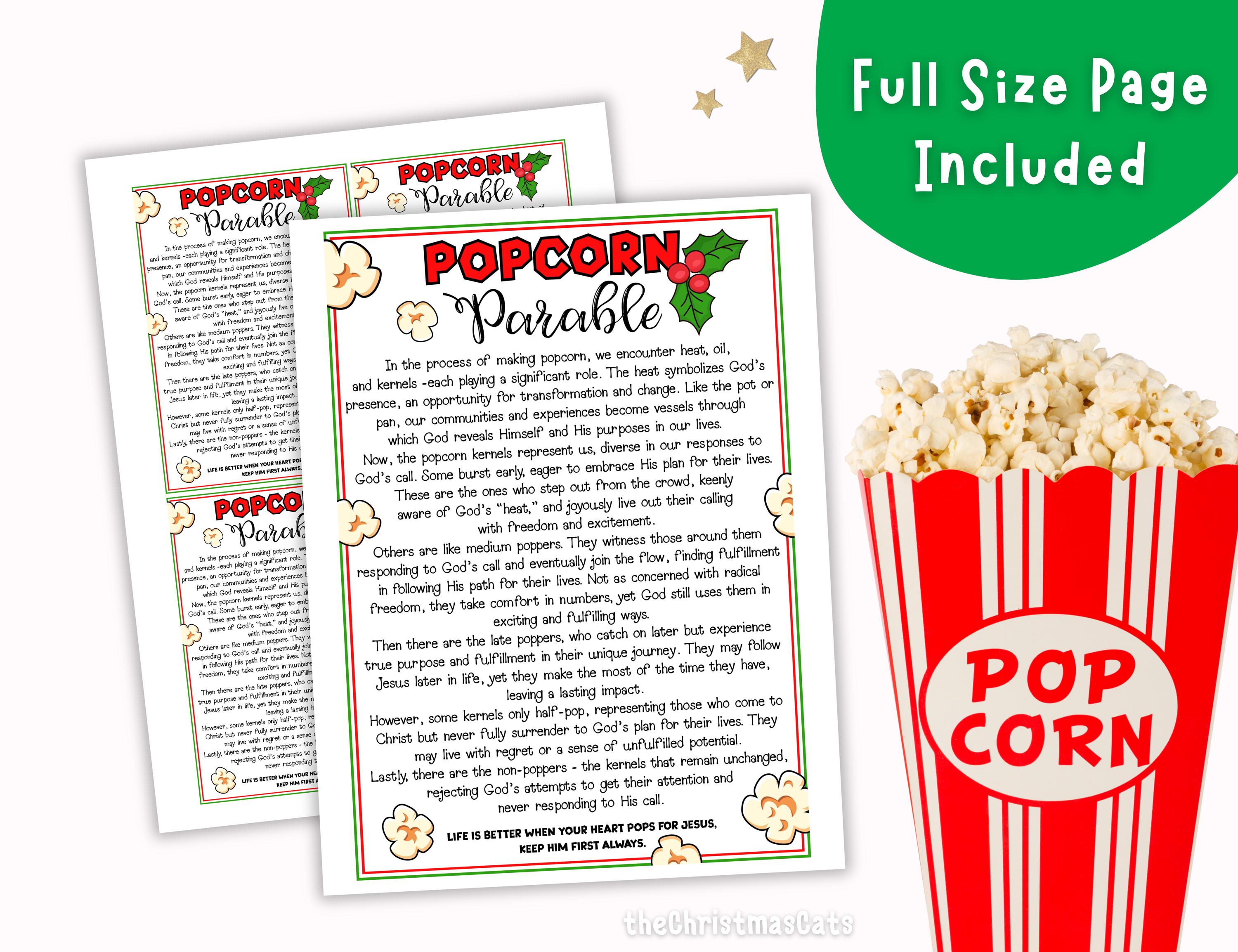 Christmas Popcorn Parable Printable, Parable of the Popcorn Lesson ...