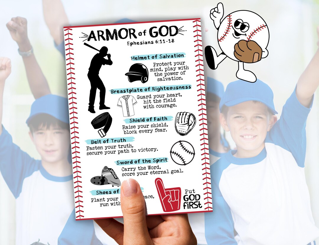 Armor of God Sports Card for Baseball, Christian Sports Prayer for Kids ...