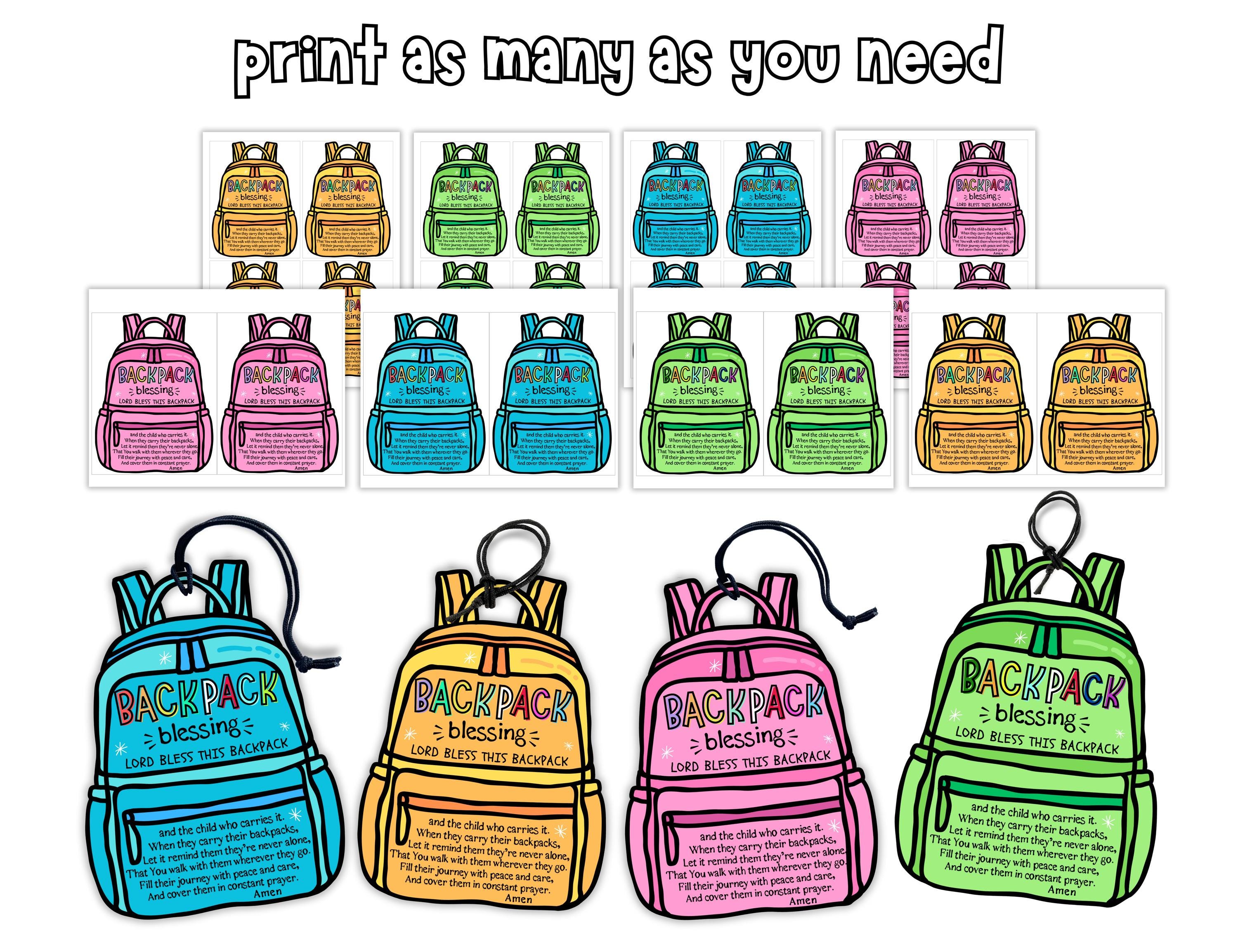Backpack Blessing Tags, Blessings of the Backpacks, Back to School Blessing Prayer, Backpack ...