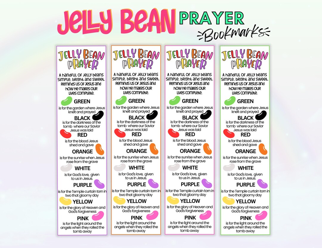 Jelly Bean Prayer, Jelly Bean Poem Printables, Easter Bookmarks for ...