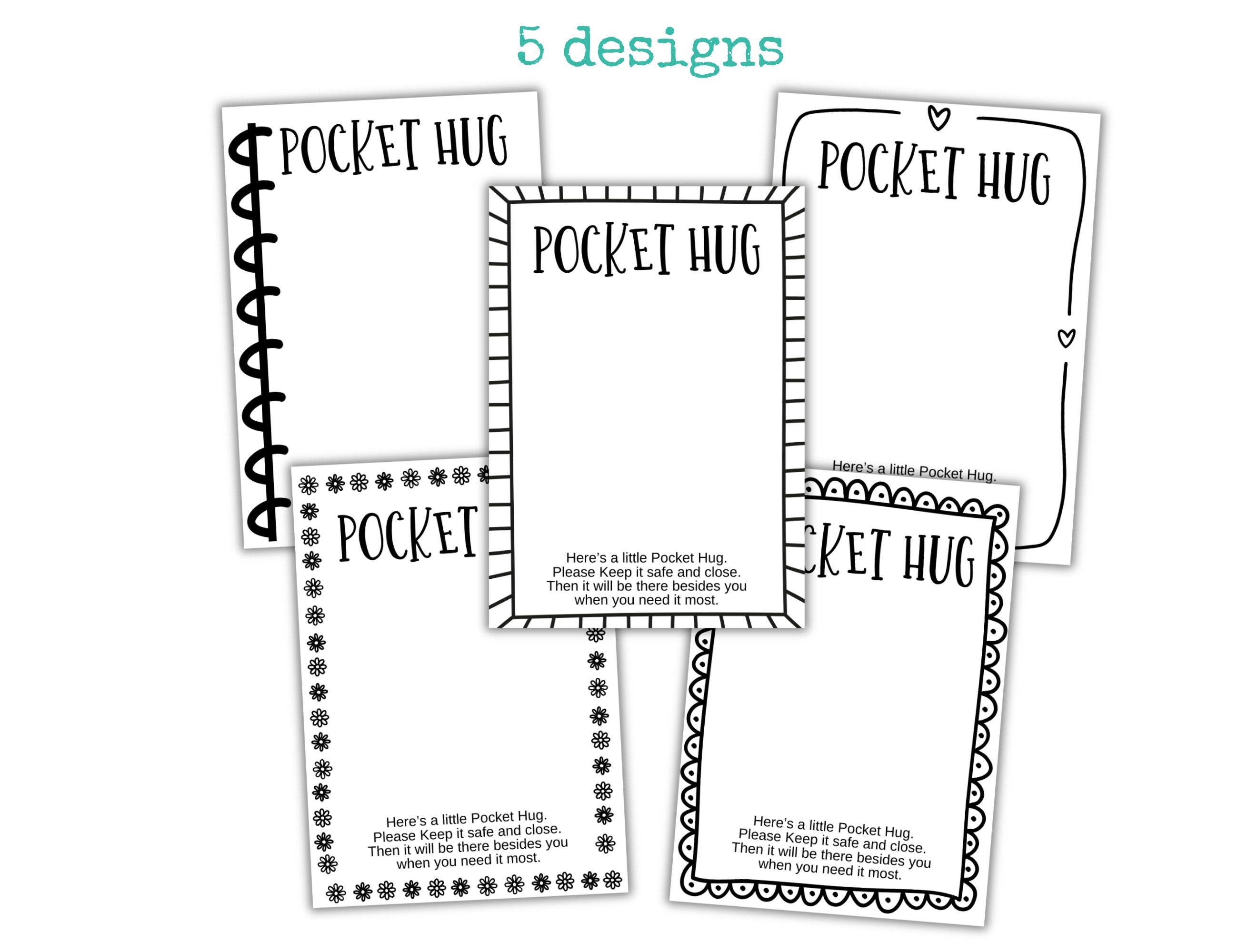 Pocket Hug Cards, Pocket Hug Tags Printable Pocket Hug Token Cards ...