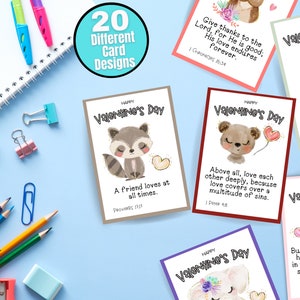 Kids Valentine's Day Bible Verse Cards, Christian Valentines Day ...