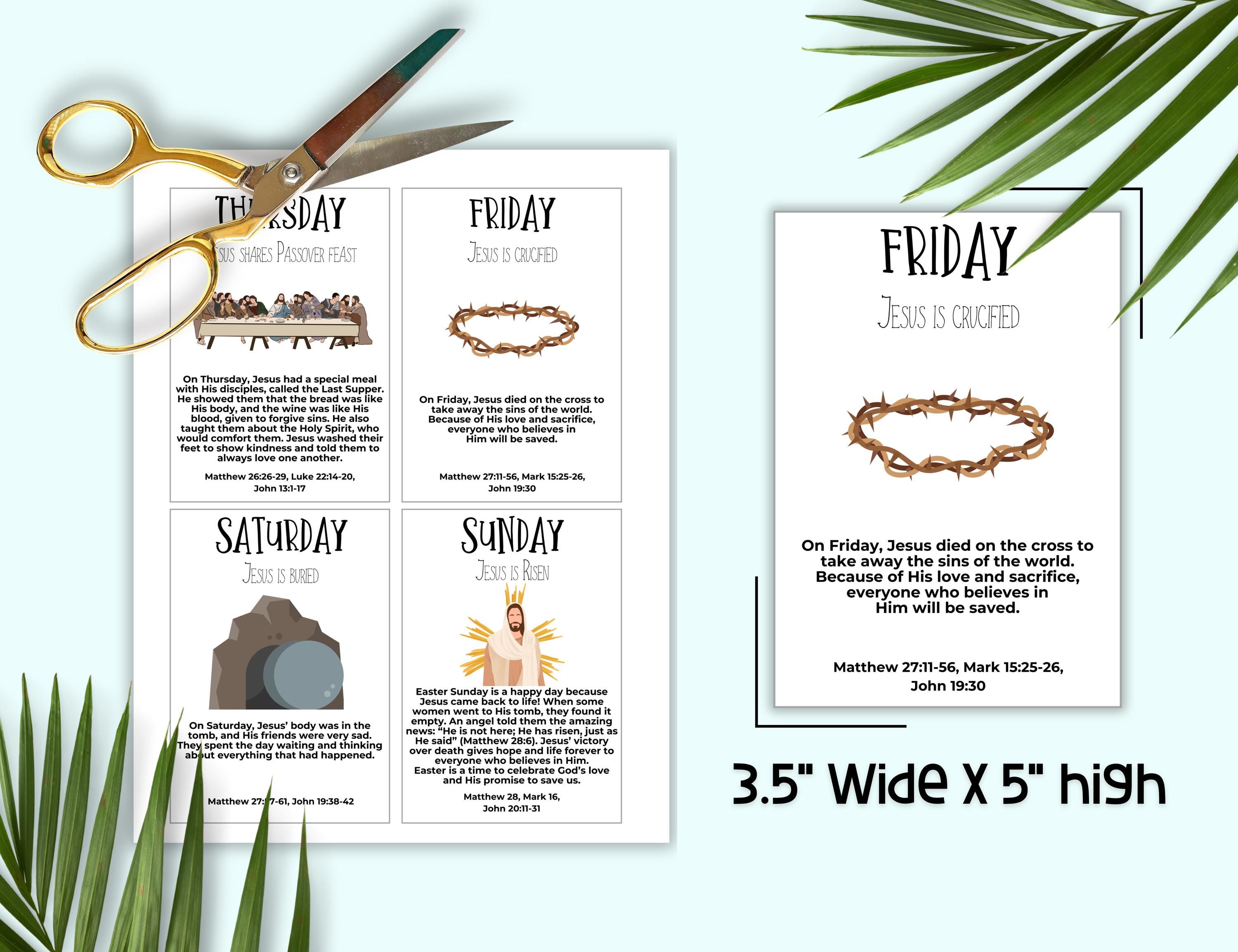 Holy Week Cards for Kids, Kids Easter Story Cards, Easter Advent ...