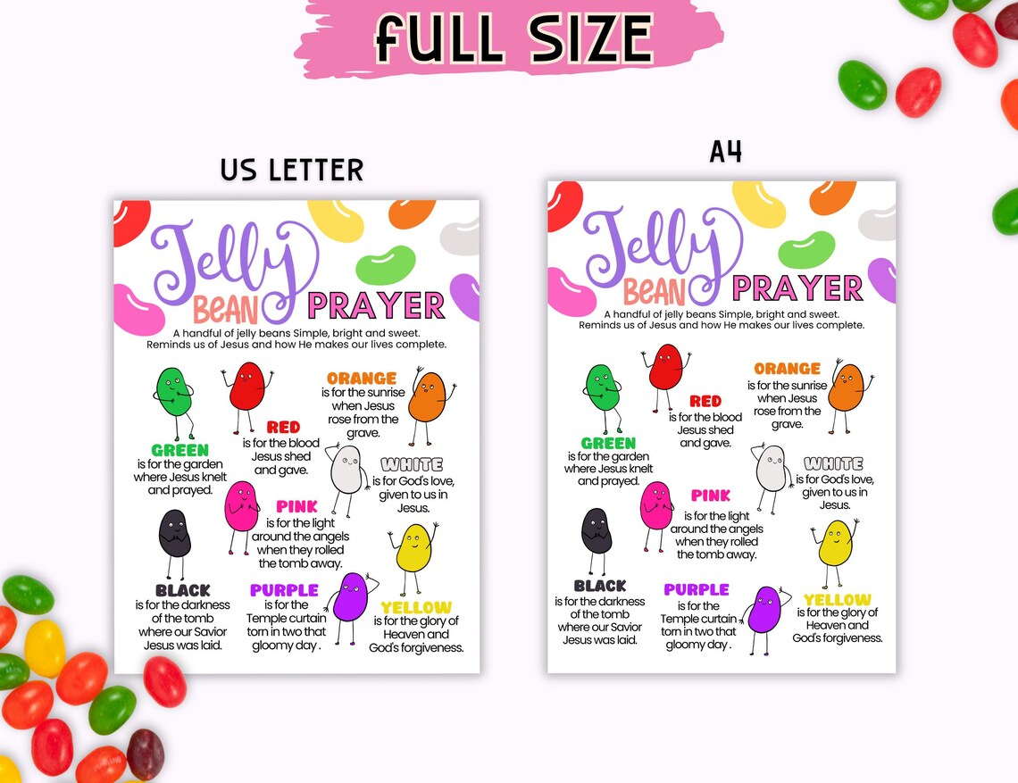 Jelly Bean Prayer Tags, Jelly Bean Poem Printables, Kids Easter Treat ...