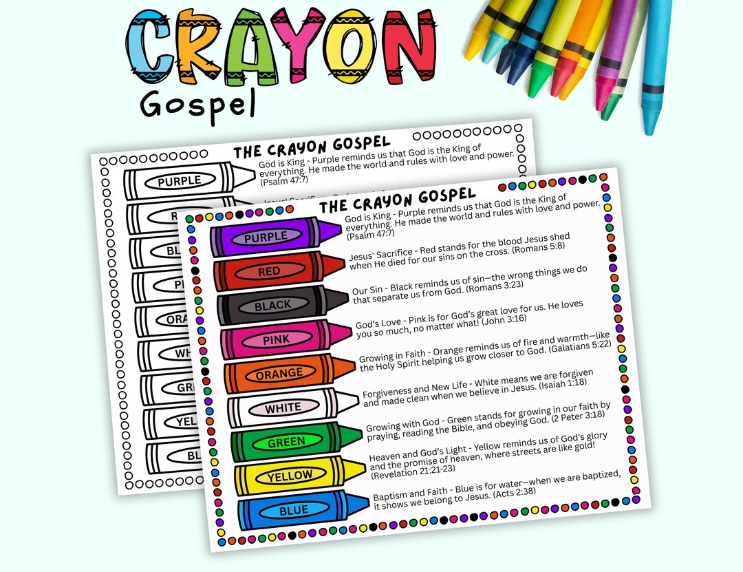 Crayon Gospel Plan of Salvation Printable for Kids, Bible Verse ...