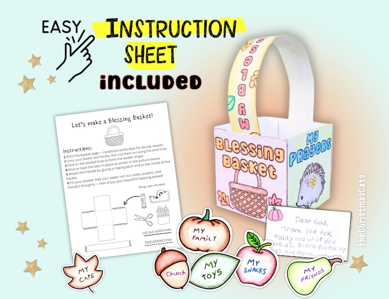 Blessing Basket Paper Craft, Fall Sunday School Lesson for Kids, Basket ...