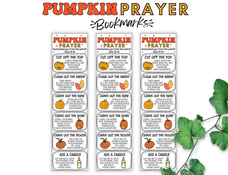 Pumpkin Prayer Bookmark, Pumpkin Gospel, Trunk or Treat Ideas, Pumpkin ...
